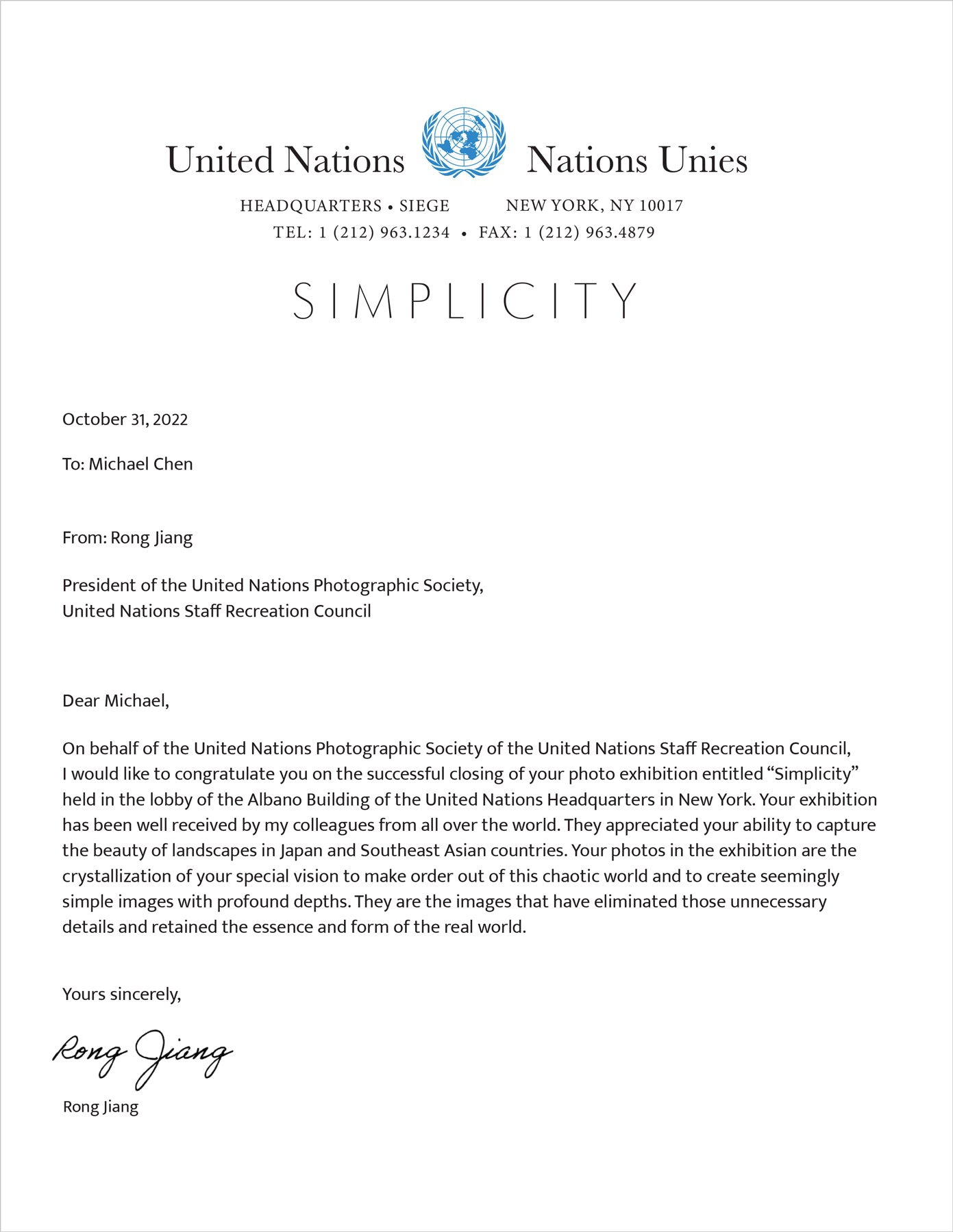 UN Letters – Michael Chen Photography